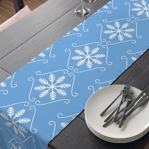 Snowflake Winter Table Runner Holiday and Christmas Table Runner Winter Wonderland Table Decor ...