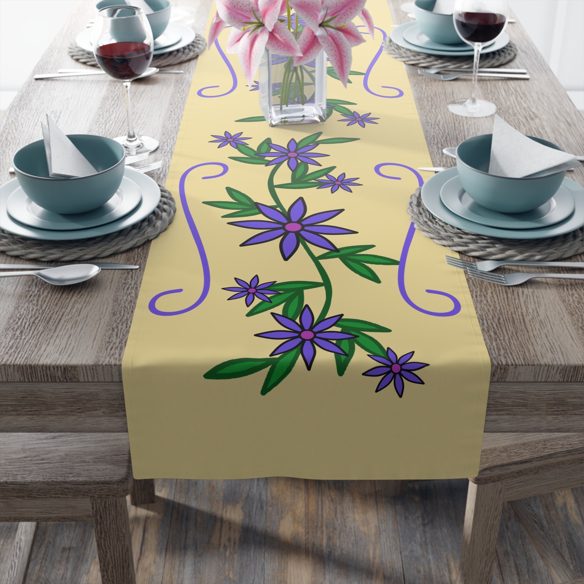 Floral Table Runner Floral Runner Cottage Runner Cottage Table Runner ...