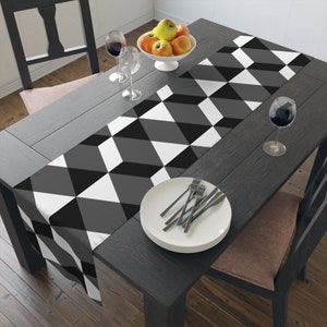 Modern Table Runner Geometric Table Runner Black & White Modern ...