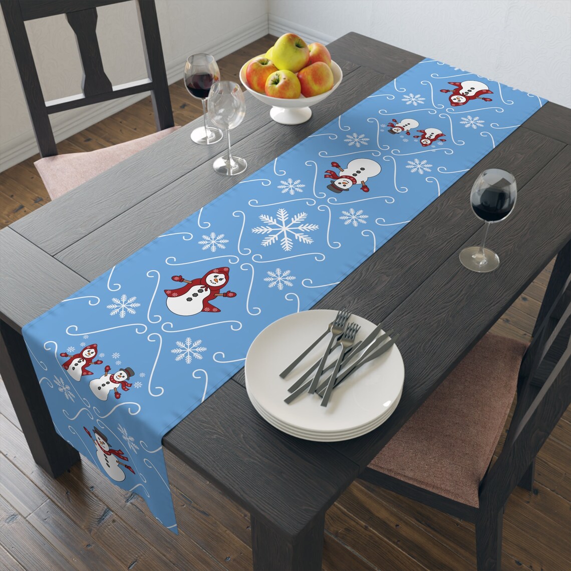 Cool Snowman Table Runner Winter Holiday Christmas Table Accessory ...