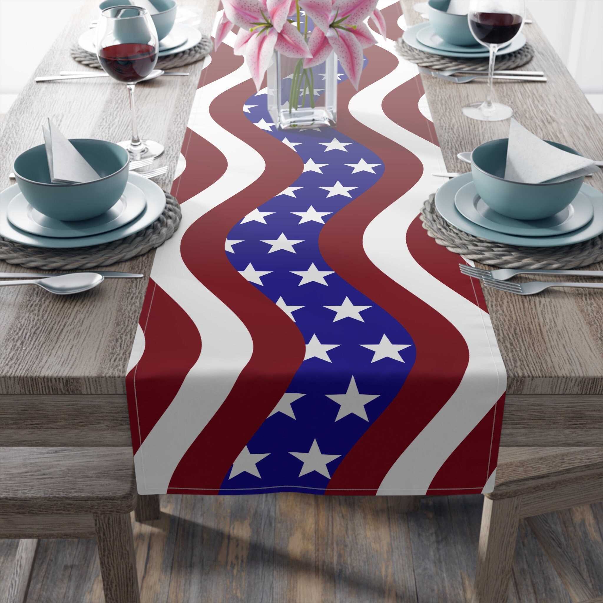 Patriotic Table Runner - Patriotic Table Decor - 4th of July Table ...
