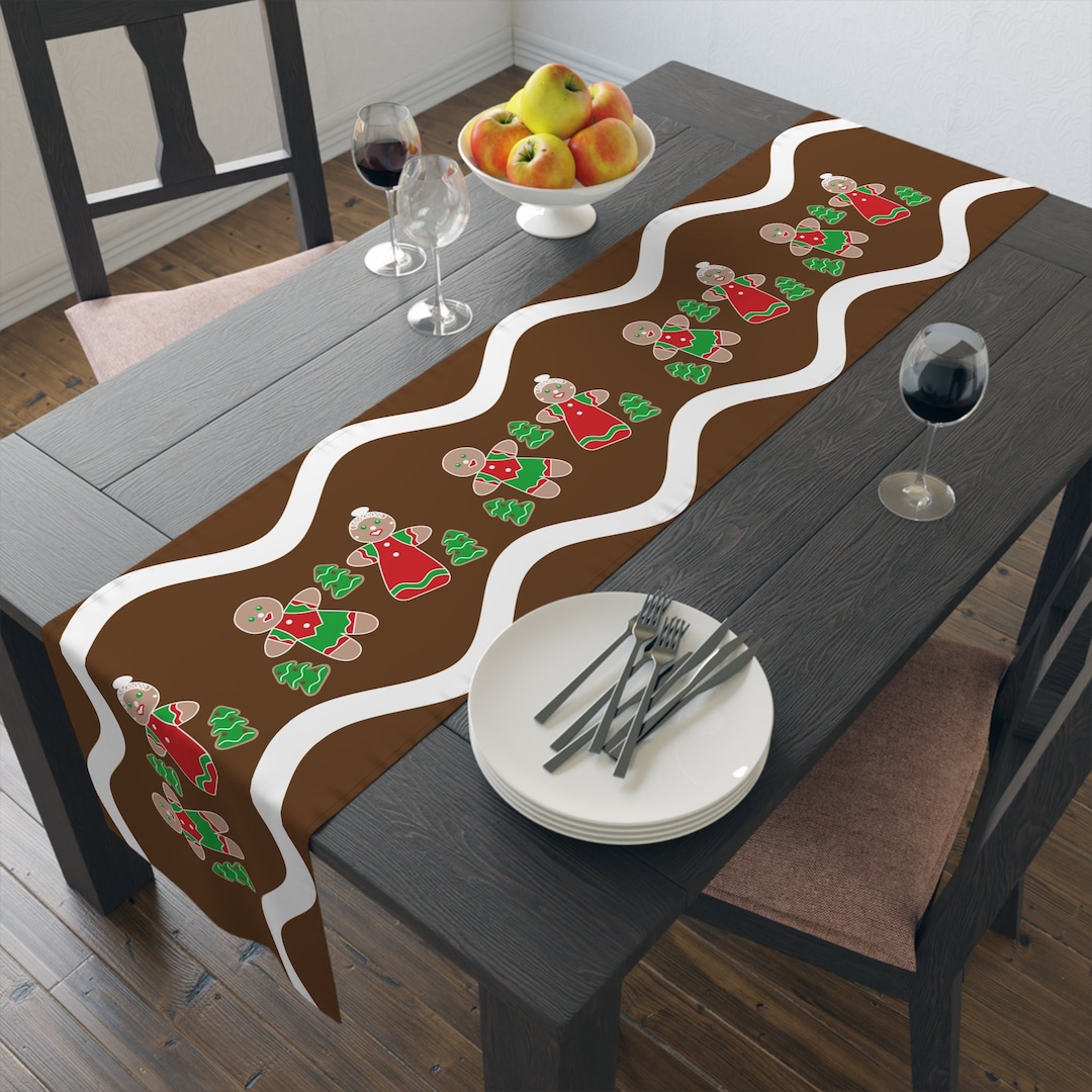 Gingerbread Table Runner Christmas Gingerbread Table Decor Christmas ...