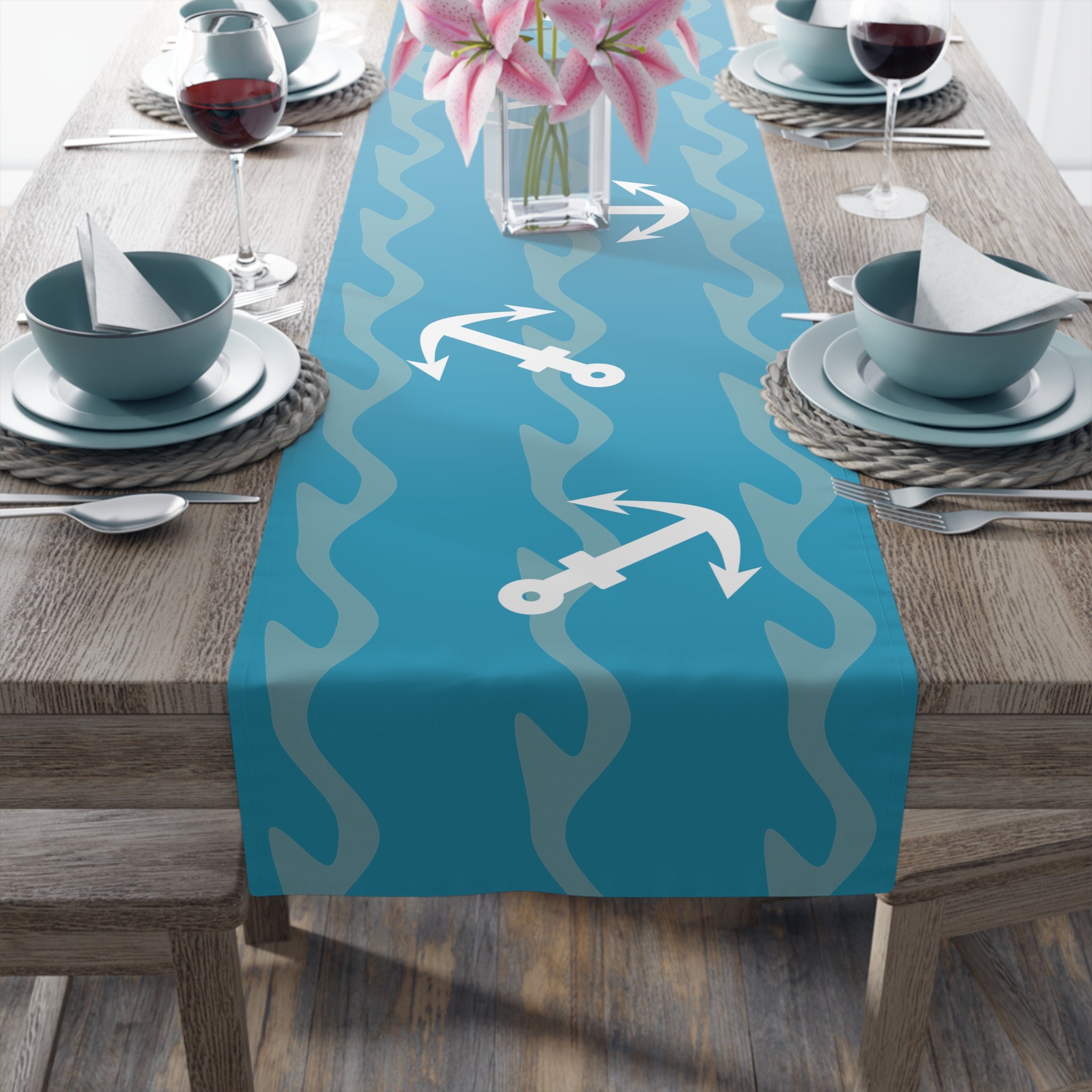 Nautical Table Runner Nautical Runner Anchor Runner Anchor Table Runner ...
