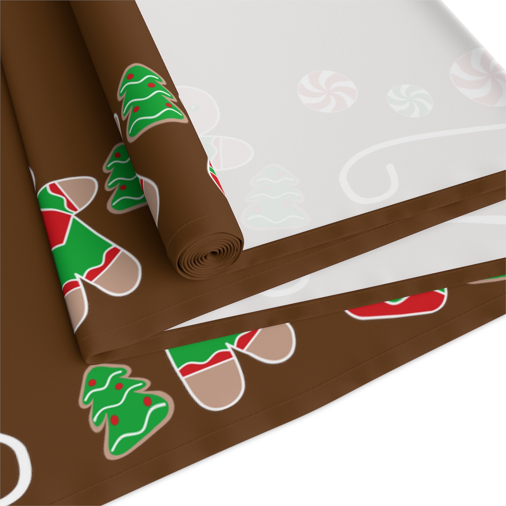 Gingerbread Table Runner Christmas Gingerbread Man Peppermint Candy ...