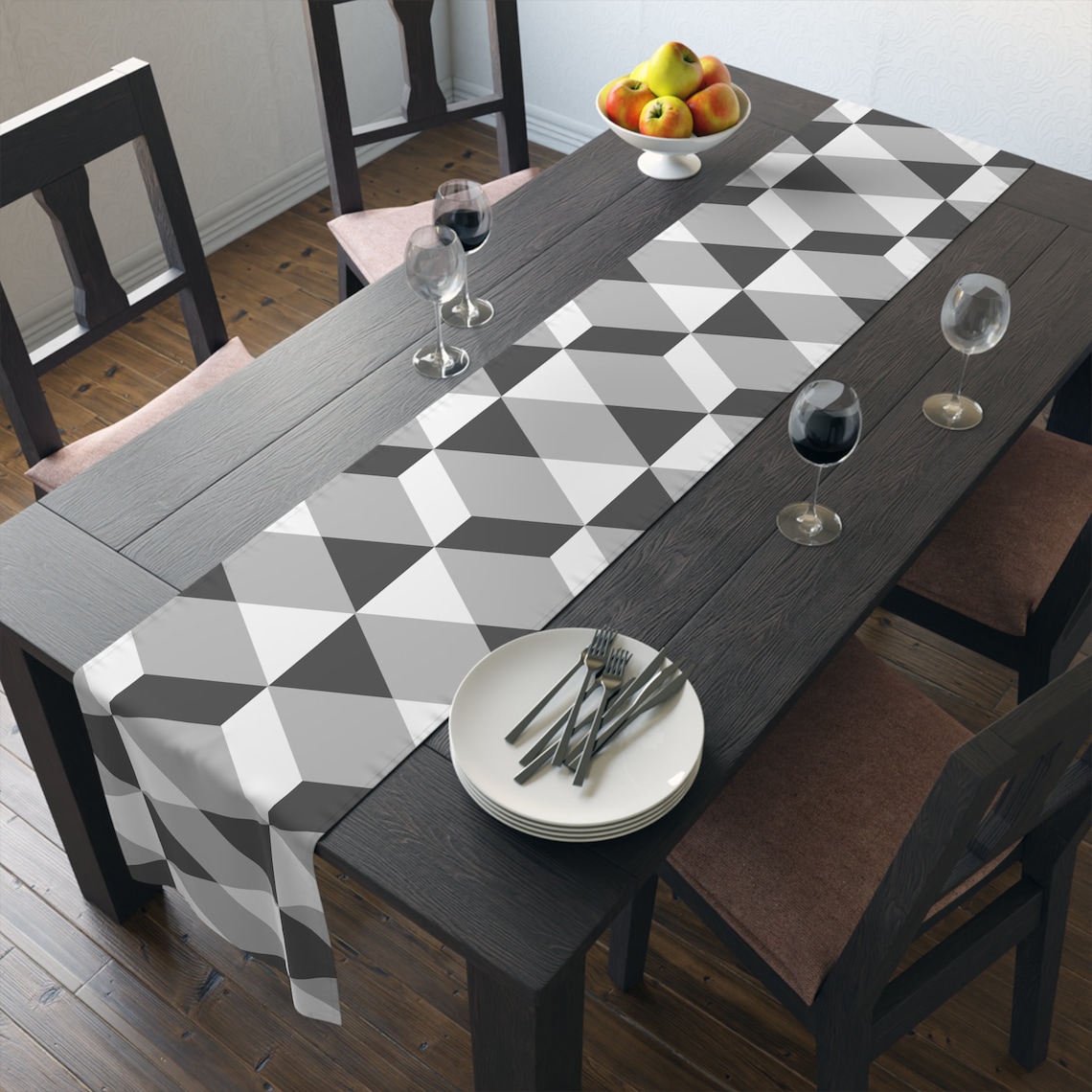 Modern Table Runner Modern Runner Geometric Table Runner Geometric ...