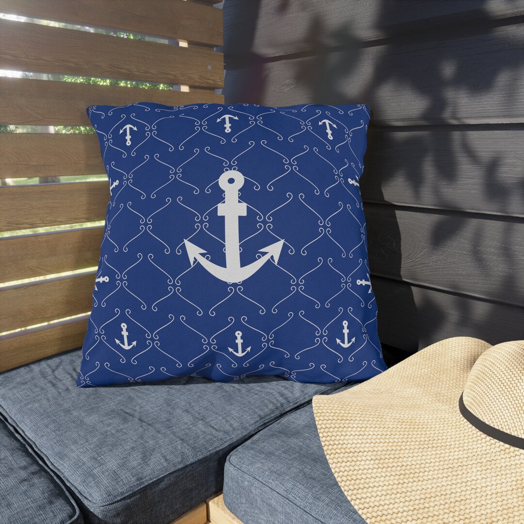 Anchor Patio Pillow Nautical Outdoor Pillow Anchor Pillow Nautical ...