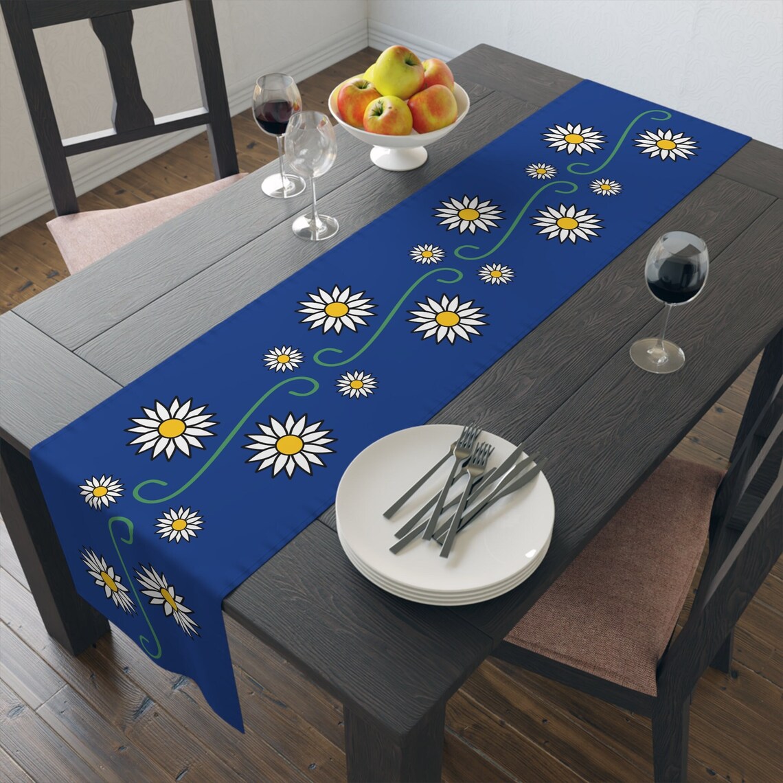 Daisy Scroll Table Runner Shabby Chic Table Runner Farmhouse Runner ...