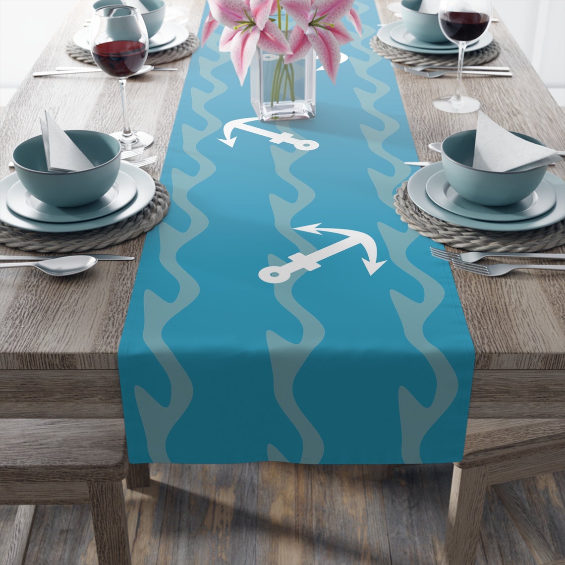 Nautical Table Runner Nautical Runner Anchor Runner Anchor Table Runner ...