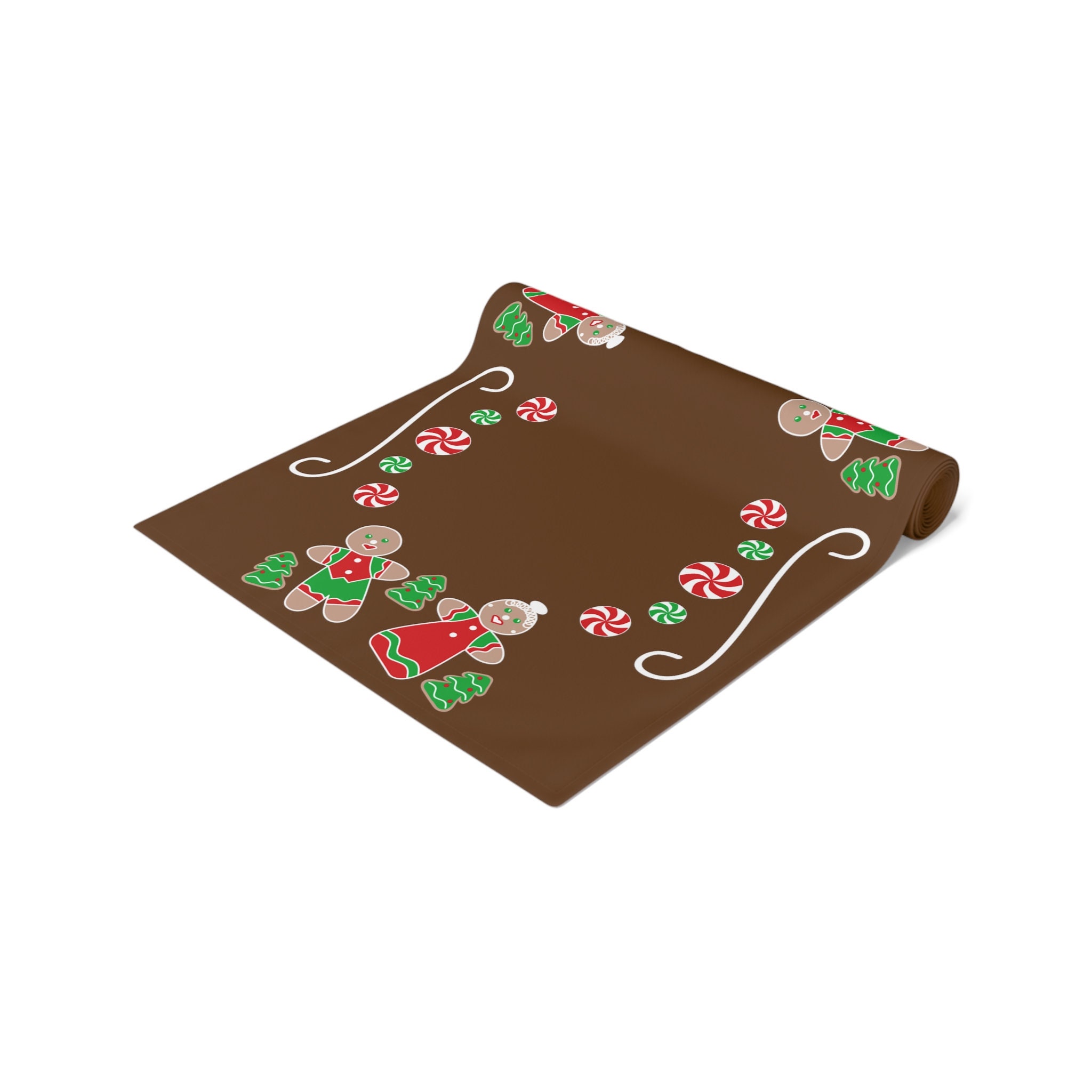 Gingerbread Table Runner Christmas Gingerbread Man Peppermint Candy ...