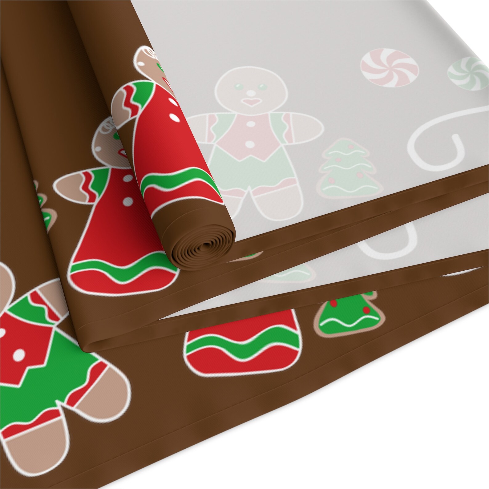 Gingerbread Table Runner Christmas Gingerbread Man Peppermint Candy ...