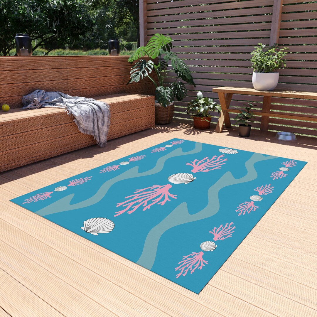 Beach Patio Rug Coastal Patio Rug Ocean Patio Rug Beach Rug Ocean Rug ...
