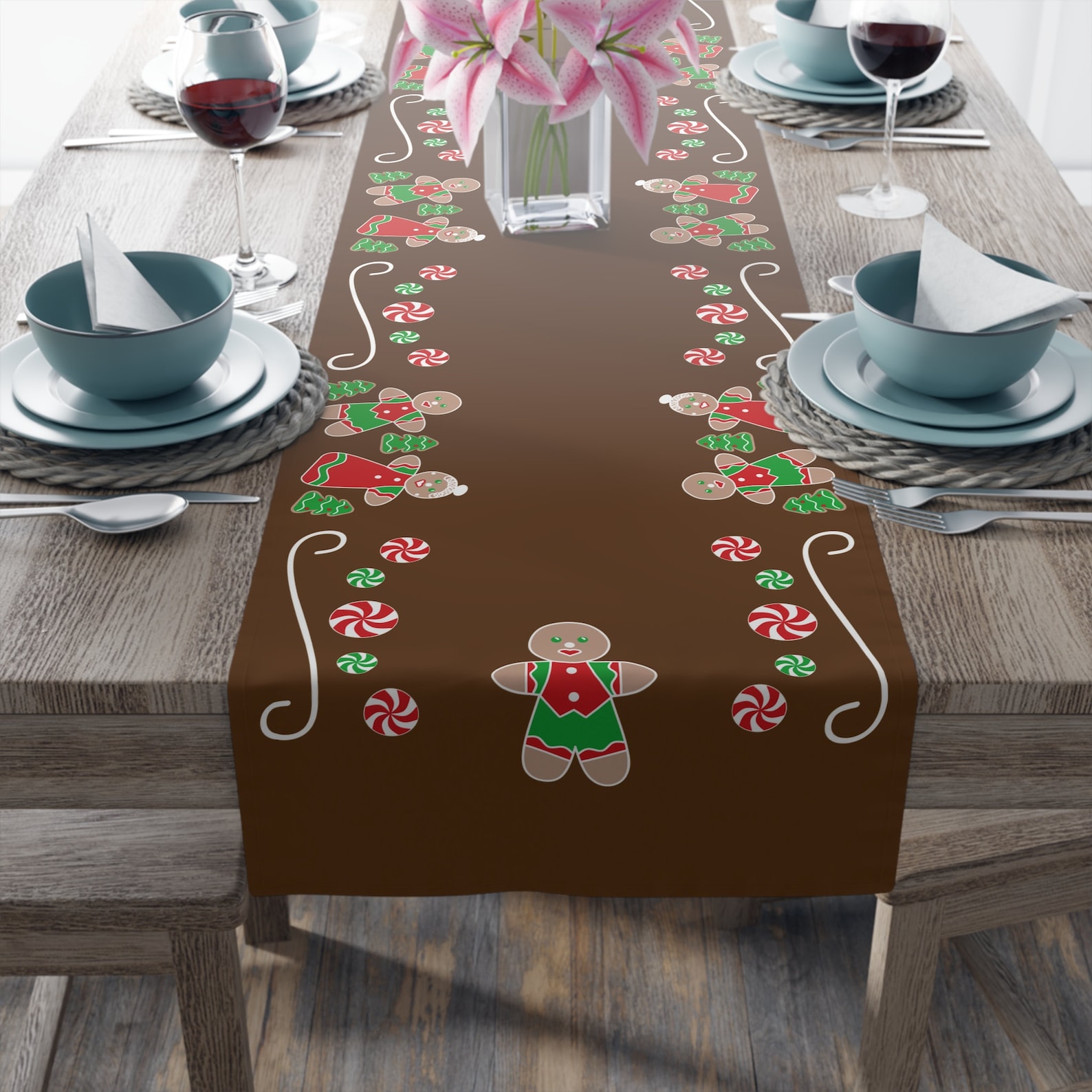 Gingerbread Table Runner Christmas - Gingerbread Christmas Table Decor ...