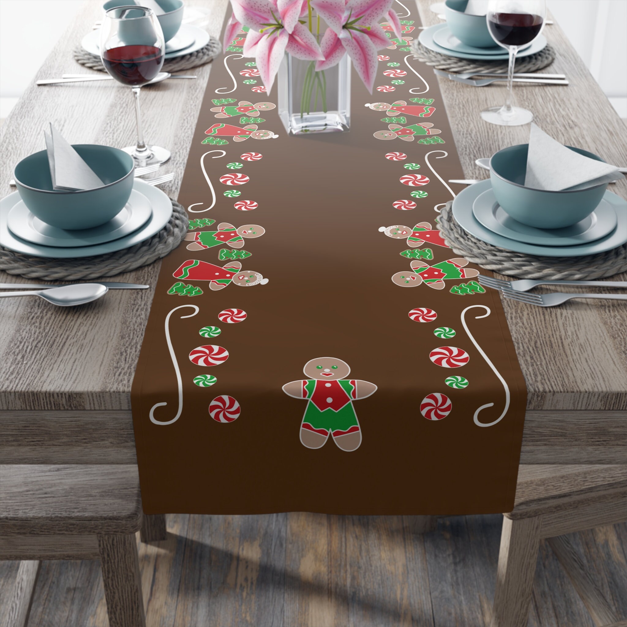 Gingerbread Table Runner Christmas - Gingerbread Christmas Table Decor ...
