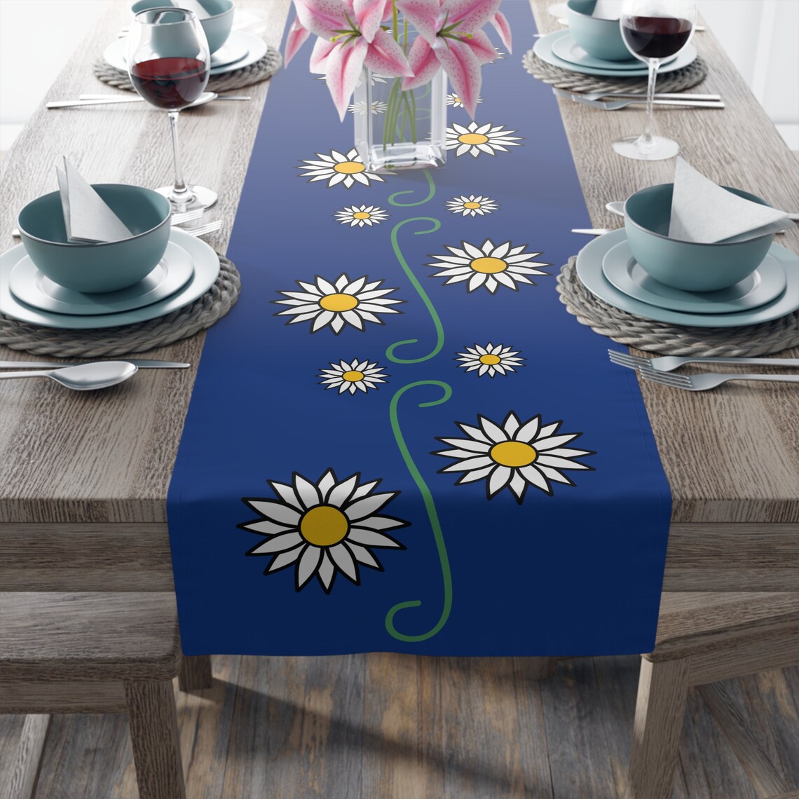 Daisy Scroll Table Runner Shabby Chic Table Runner Farmhouse Runner ...