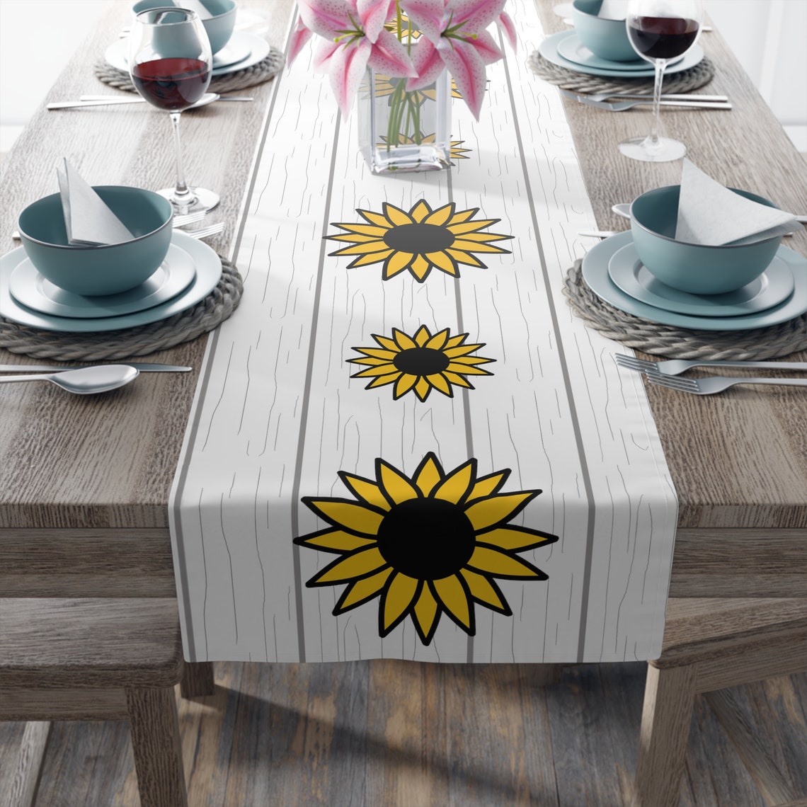 Sunflower Table Runner Farmhouse Runner Farmhouse Table Runner Farm ...