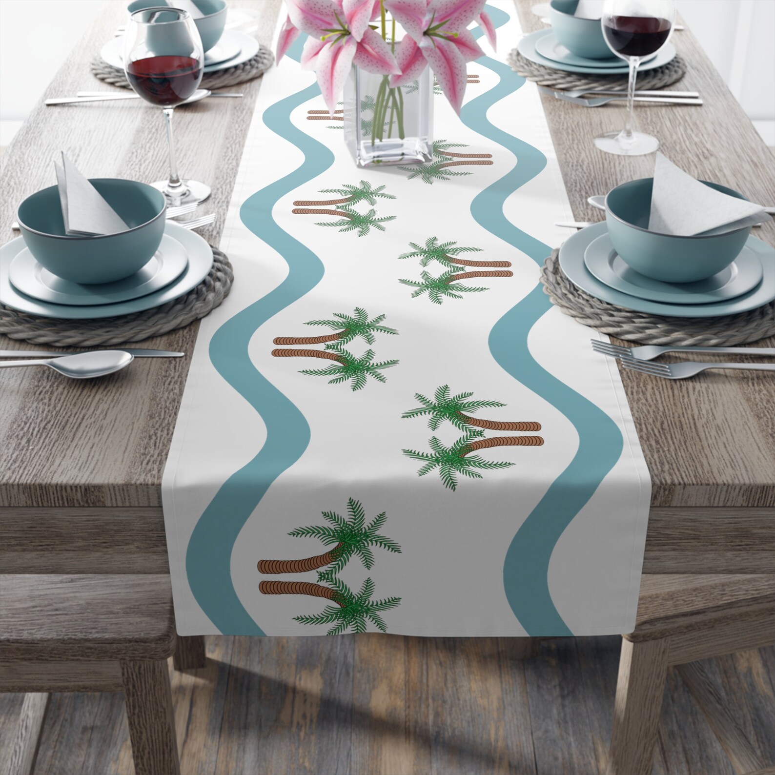 Palm Tree Table Runner Palm Tree Runner Tropical Table Runner Beach ...