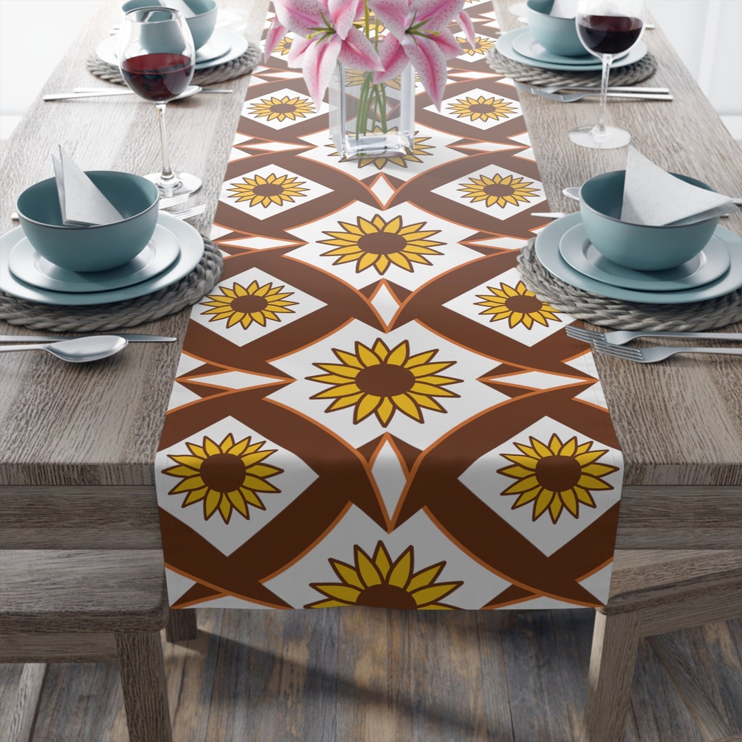 Sunflower Table Runner Modern Fall Table Runner Autumn Table Runner ...