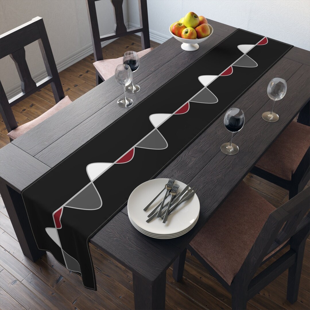 Modern Runner Modern Table Runner Red Black & White Table Runner Swirl ...