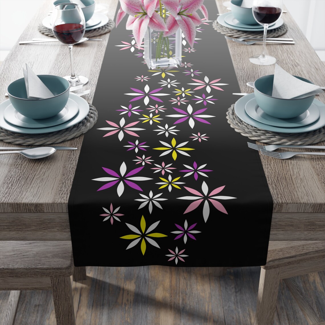 Floral Table Runner Modern Floral Runner Modern Table Runner Flower ...