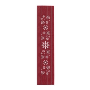 Country Christmas Table Runner - Snowflakes on Burgundy Woodgrain ...