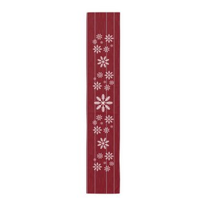 Country Christmas Table Runner - Snowflakes on Burgundy Woodgrain ...