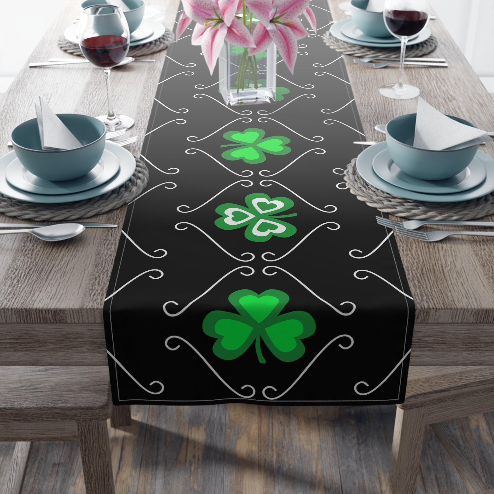 St. Patrick's Day Runner St. Patrick's Day Table Runner Shamrock Table ...