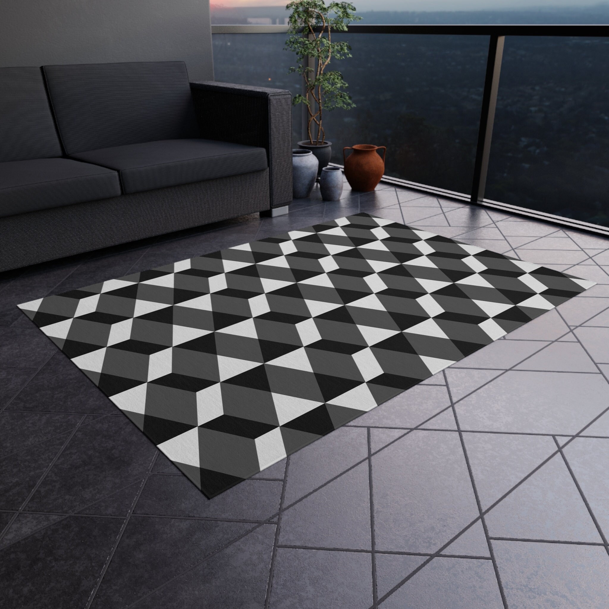 Geometric Patio Rug Geometric Rug Modern Patio Rug Modern Rug ...
