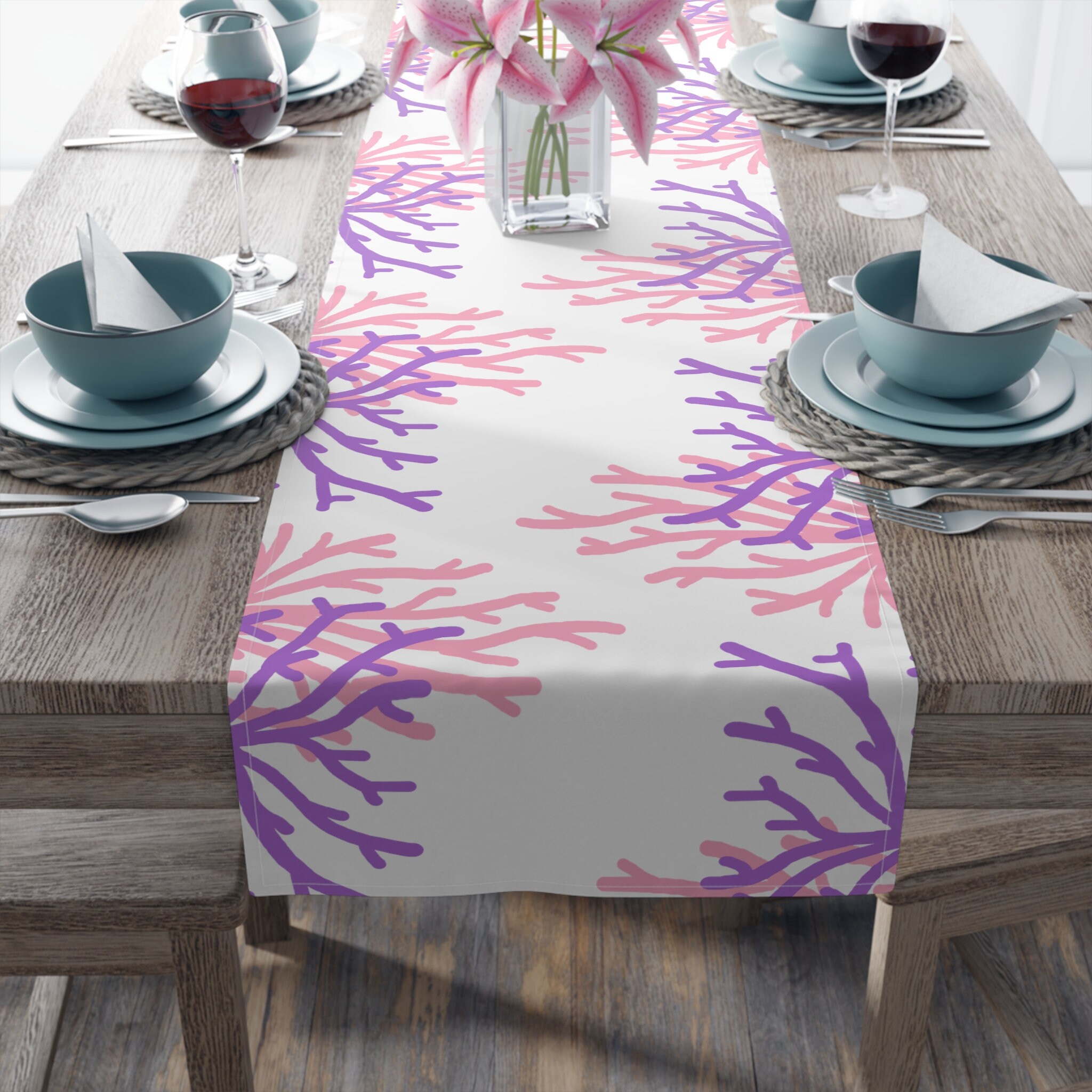 Beach Table Runner Coral Reef Coastal Table Runner Ocean Runner Beach ...