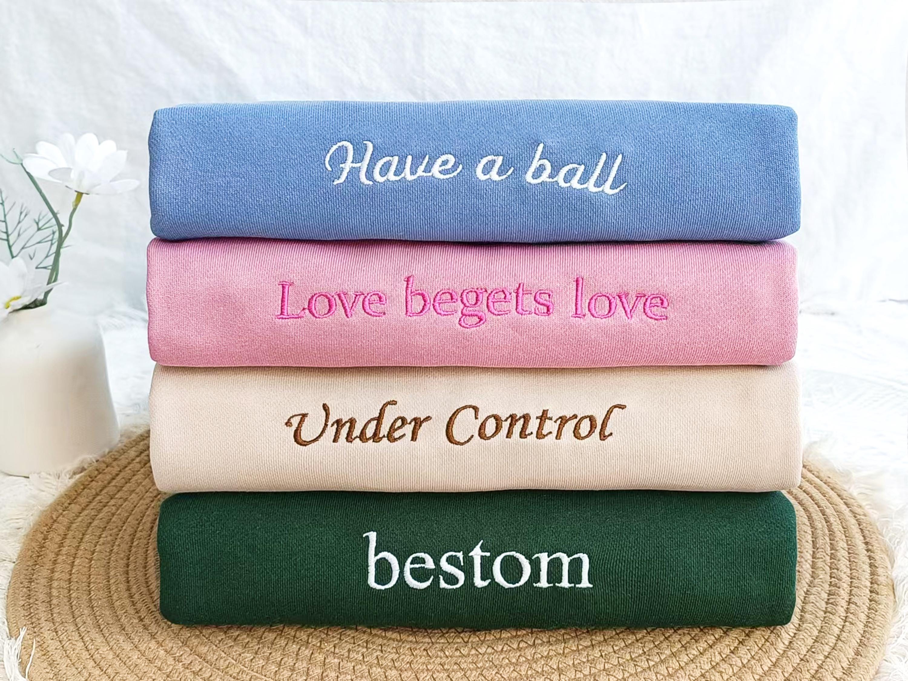 Custom Embroidered Sweatshirt, Custom Text Crew Sweatshirt ...