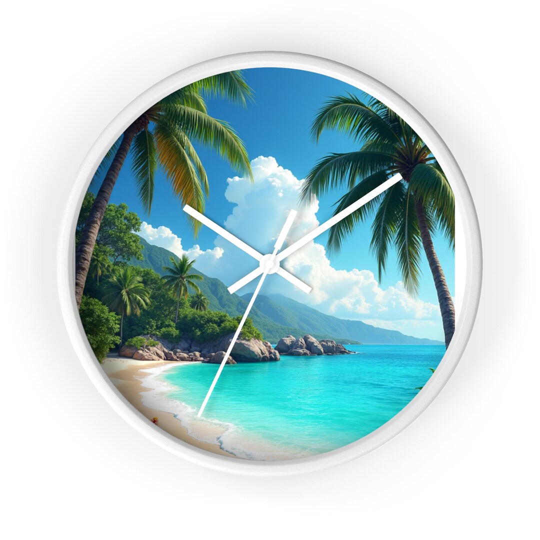 Tropical Beach Wall Clock, Coastal Seashore Decor - Etsy