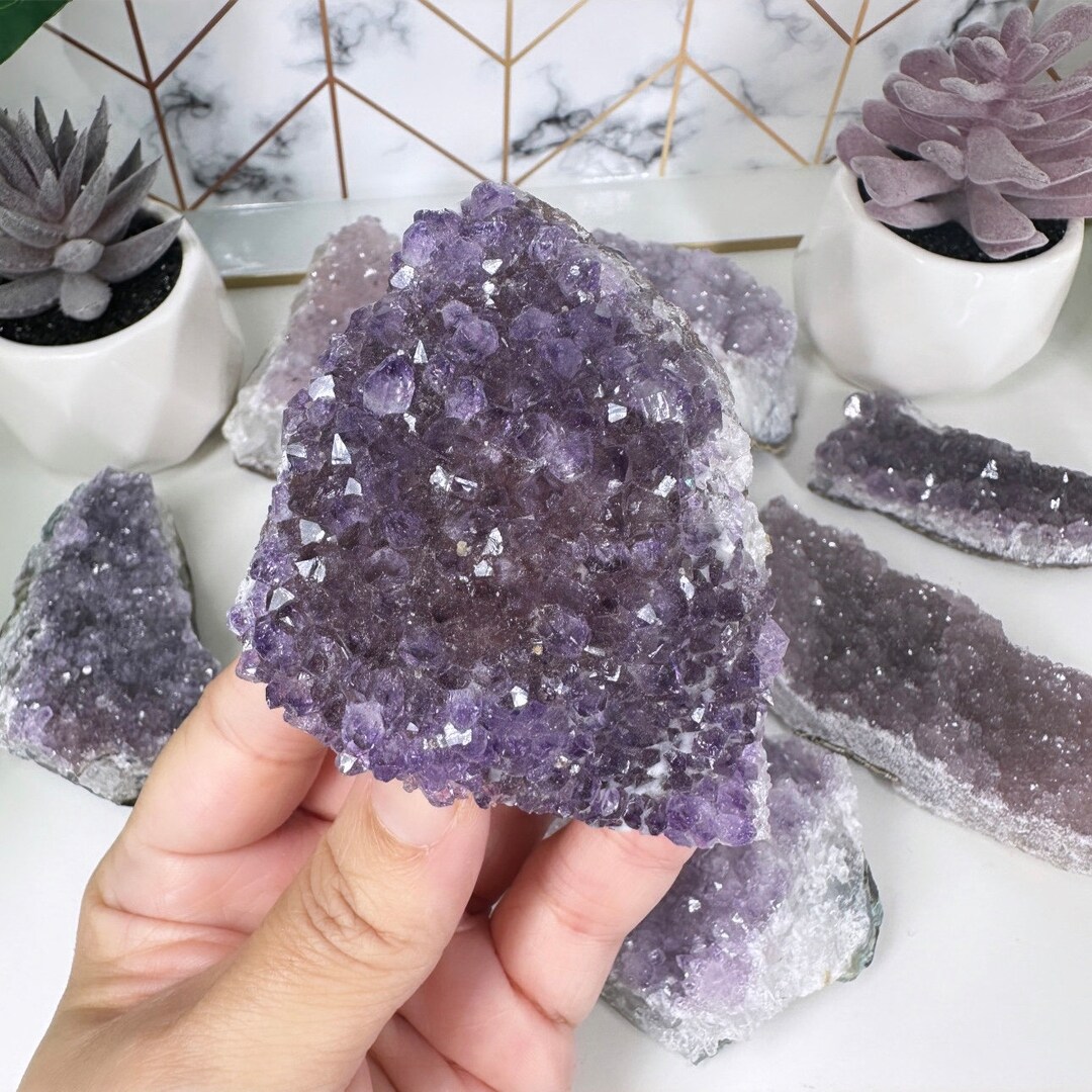 7pc Uruguayan Sugar Amethyst Clusters, "a" Grade, Amethyst Crystal ...