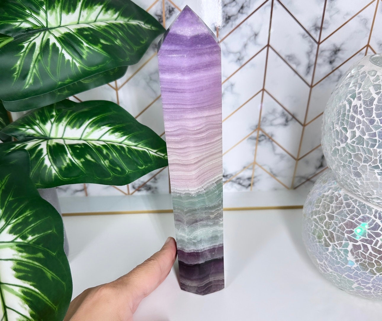 Silky Rainbow Fluorite Tower FOCUS Rainbow Fluorite Healing Crystal Meditation Healing Stone ...