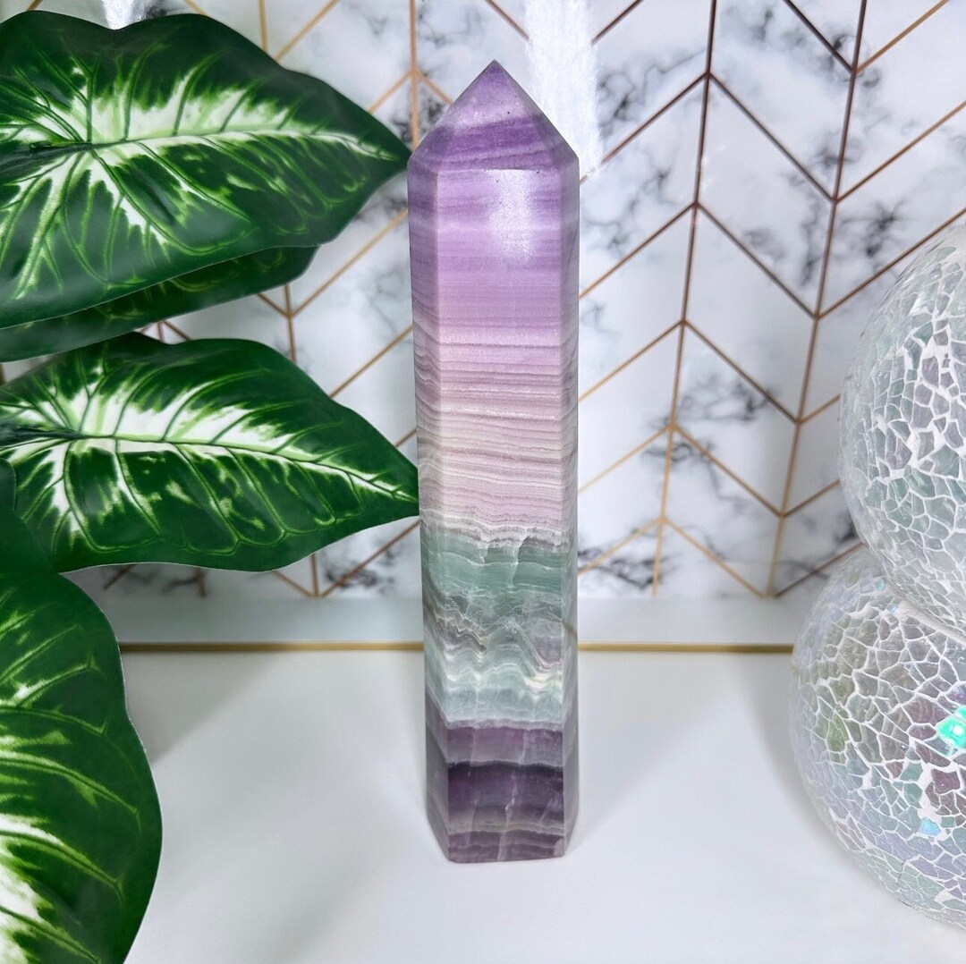 Silky Rainbow Fluorite Tower FOCUS Rainbow Fluorite Healing Crystal Meditation Healing Stone ...