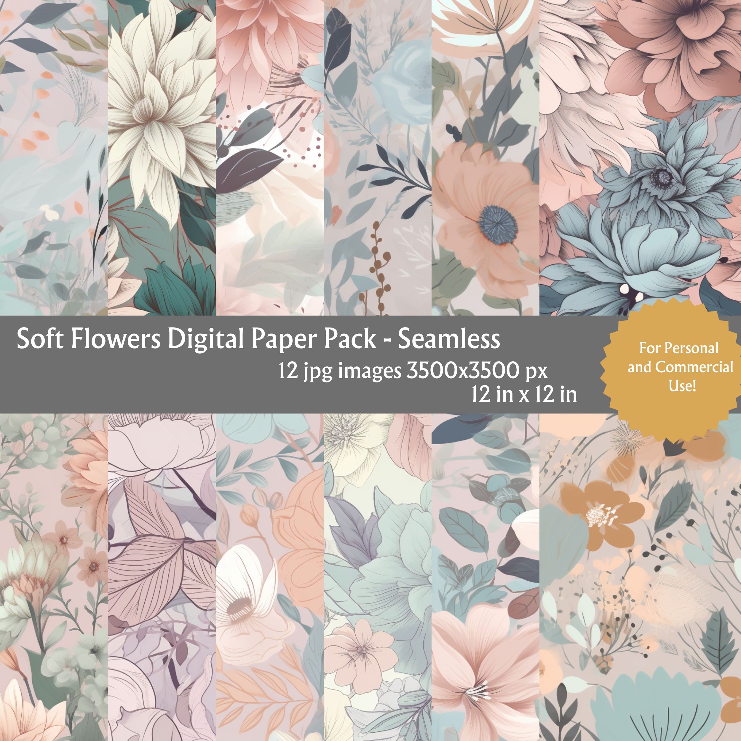 12 Gorgeous Flower Digital Paper Prints - Seamless! - Etsy