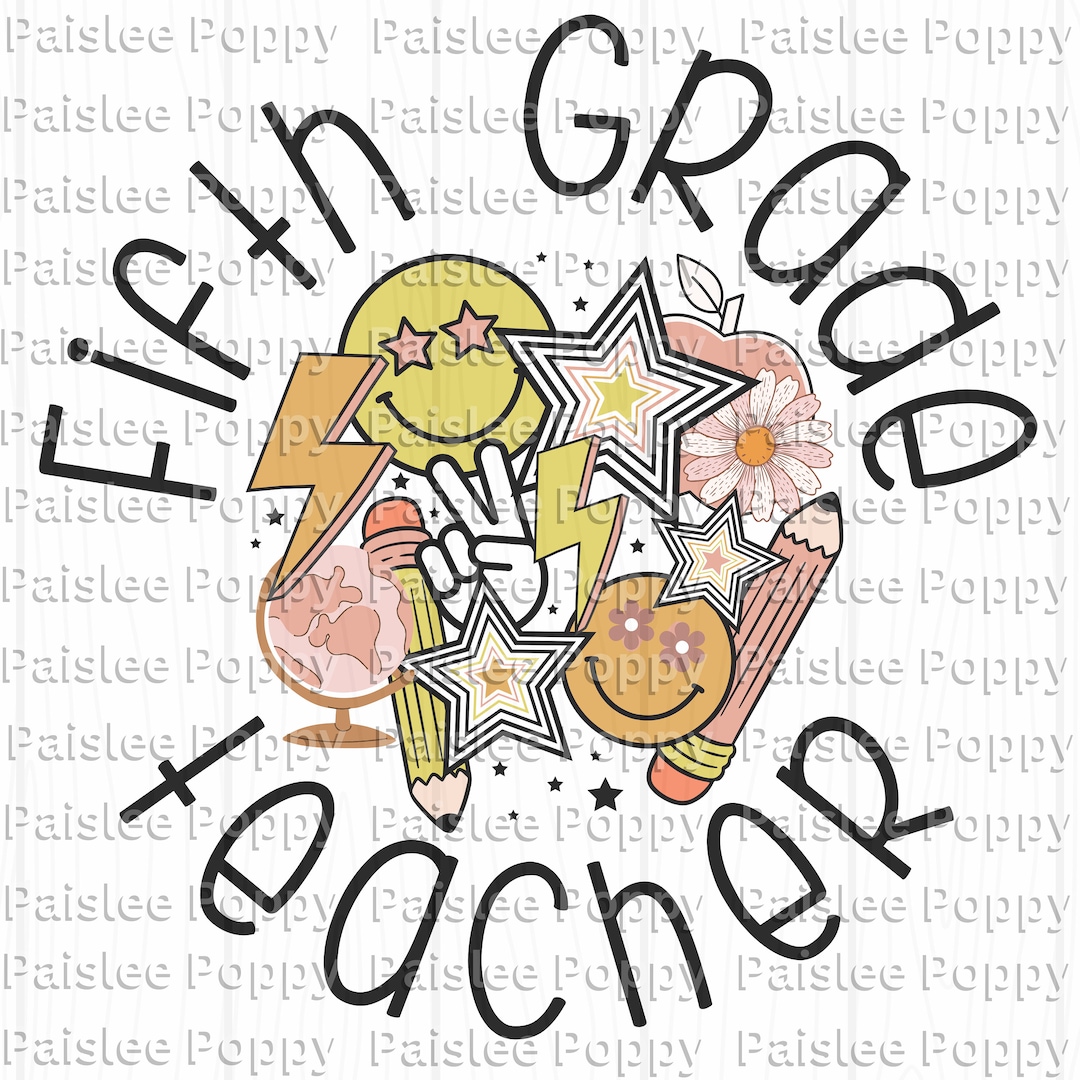 Fifth Grade PNG Digital Download Teacher PNG T Shirt Sublimation Retro ...