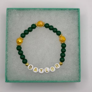 Baylor University Bracelet Stack: Green & Gold Beaded Jewelry - Etsy