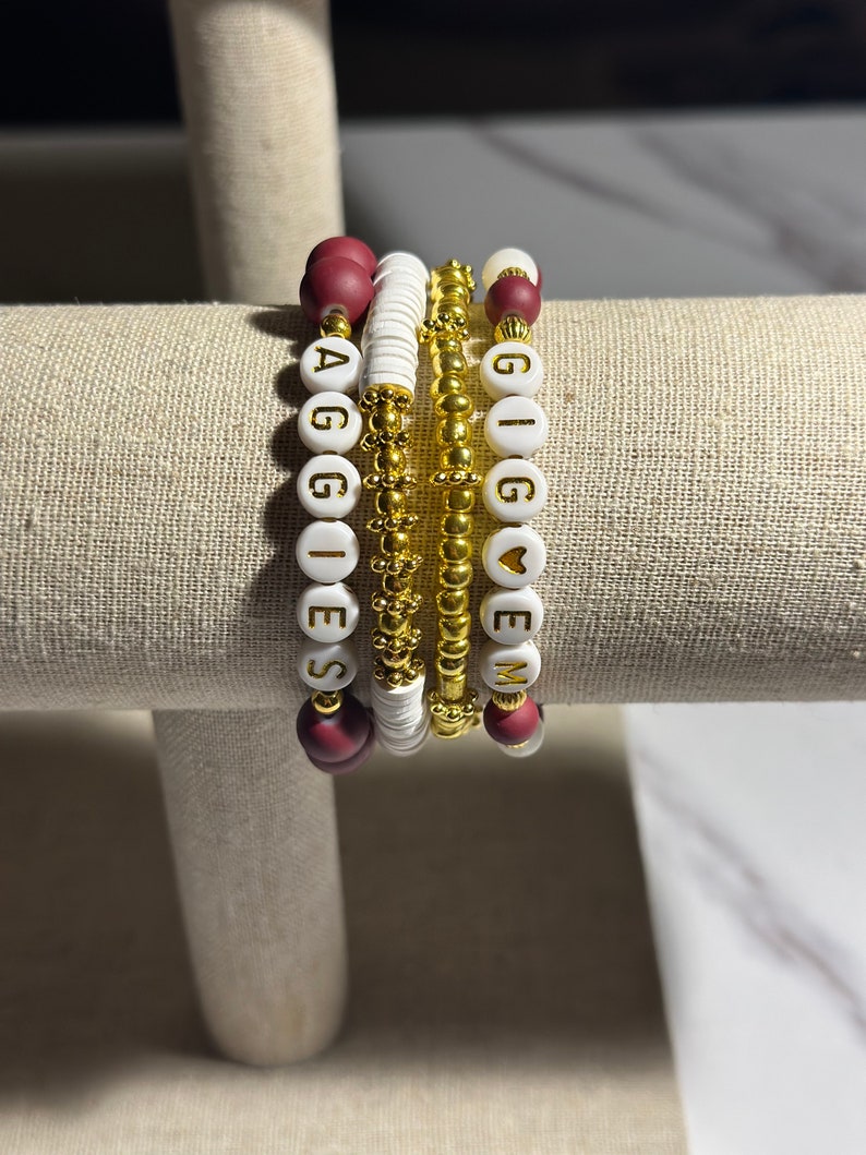 Texas A&M Bracelet Stack School Spirit University Gig Em Go Aggies ...