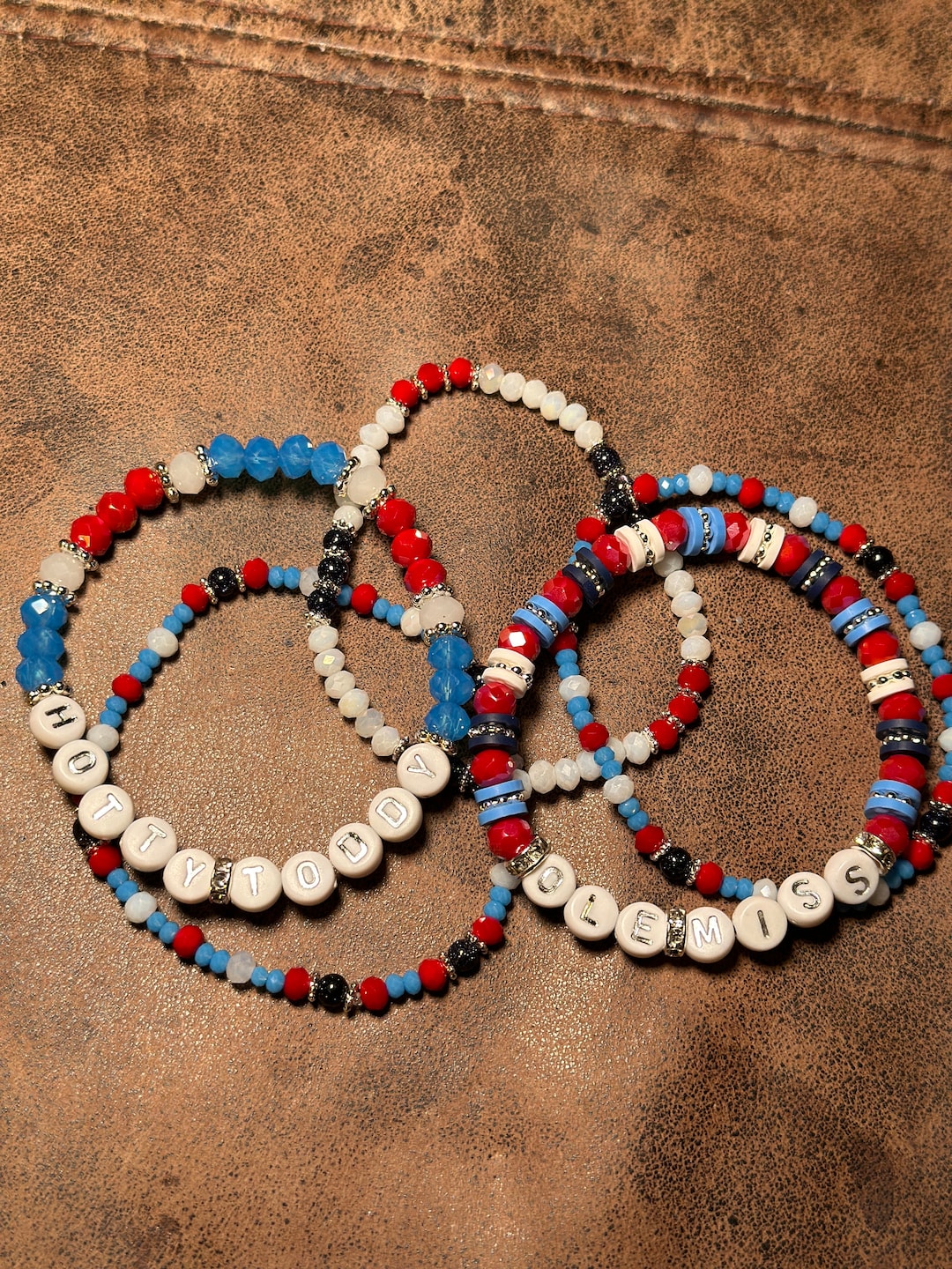Ole Miss Inspired Bracelet Stack - Set of 5 Handcrafted Bracelets ...