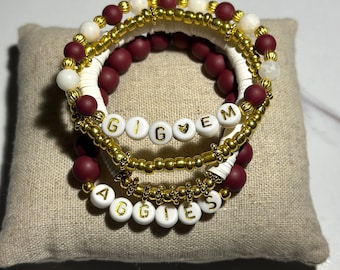 Texas A&M Bracelet Stack School Spirit University Gig Em Go Aggies ...