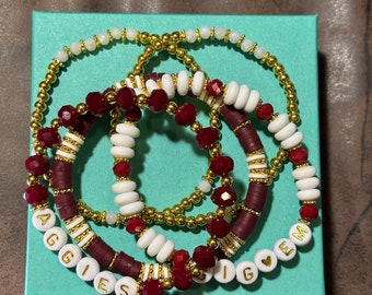 Texas A&M Bracelet Stack School Spirit University Gig Em Go Aggies ...