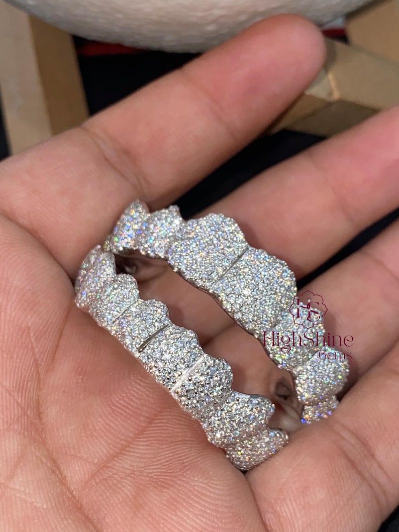 Iced VVS Moissanite Diamond Grillz Custom Rapper Grillz Honeycomb ...