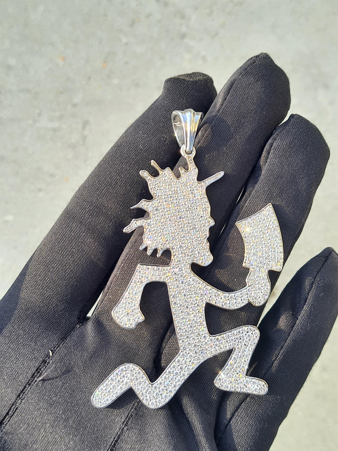 Iced Out Hatchetman Charm Pendant, Real Moissanite Pendant, 925 ...
