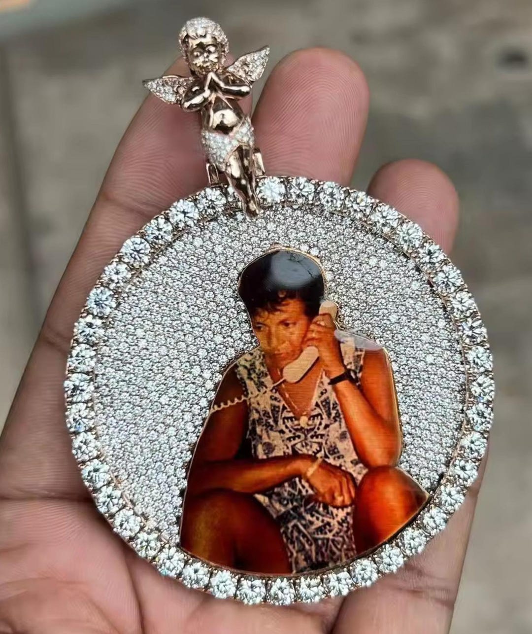 VVS Moissanite Big Custom Pendant, Custom Moissanite Memory Pendant ...