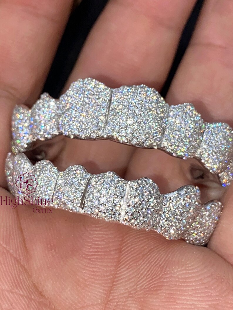 Iced VVS Moissanite Diamond Grillz Custom Rapper Grillz Honeycomb ...