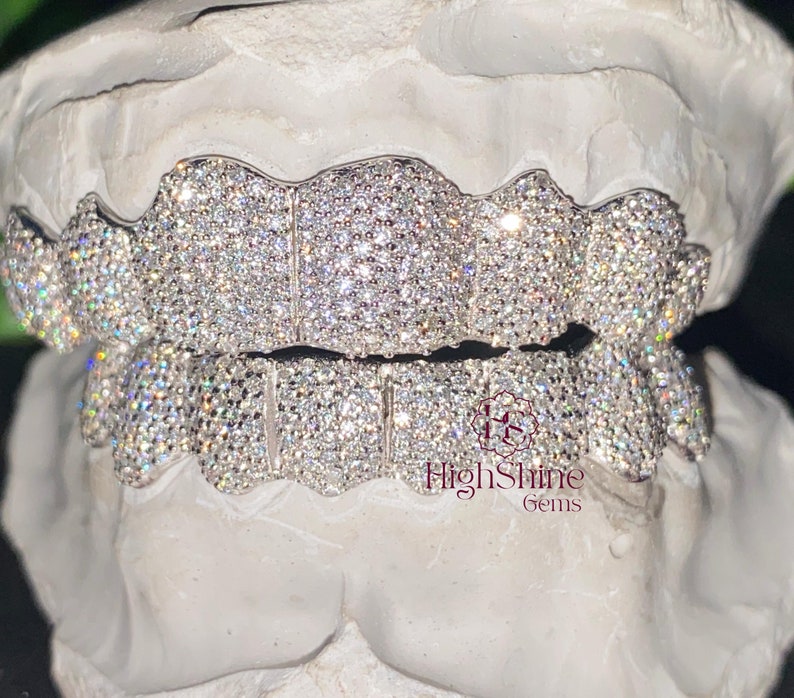 Iced VVS Moissanite Diamond Grillz Custom Rapper Grillz Honeycomb ...