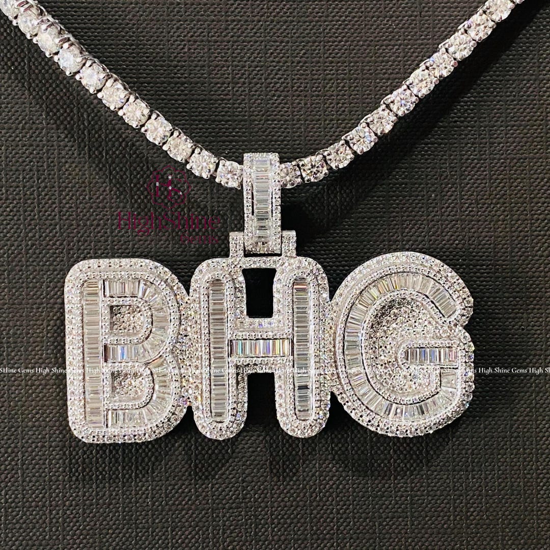 Iced Out Custom Letter Hip Hop Pendant, VVS Moissanite Pendant With ...
