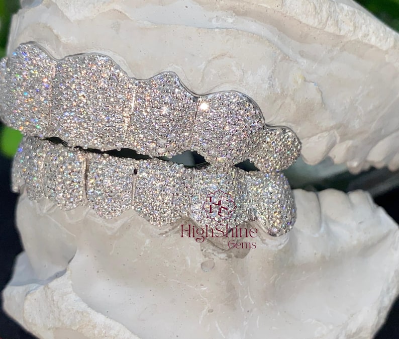 Iced VVS Moissanite Diamond Grillz Custom Rapper Grillz Honeycomb ...