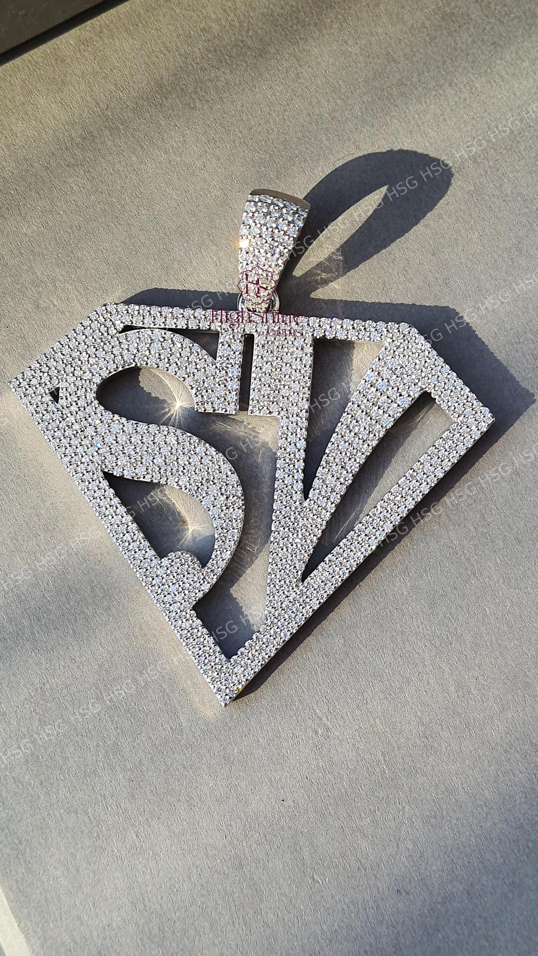 Iced Out Real Moissanite Soopa Villain Diamond Pendant Round Cut ...