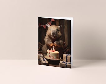 Wombat Birthday Card With Party Hat Happy Birthday Colorful - Etsy