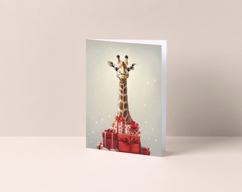 Cute GIRAFFE Christmas Card Kawaii Christmas Card Funny Xmas - Etsy